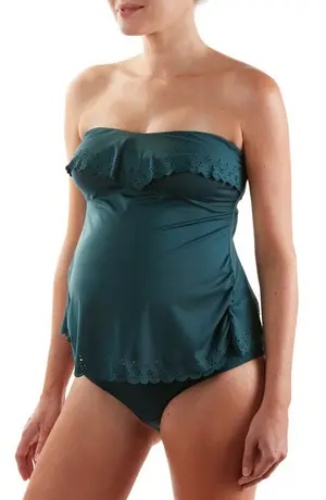 CACHE COEUR Bloom Tankini Maternity Swimsuit - Emerald