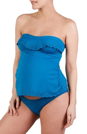 CACHE COEUR Cache Coeur Bloom Tankini Maternity Swimsuit Retro Blue