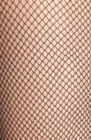 Oroblu Bas Tricot Fishnet Stay-up Stockings - Black