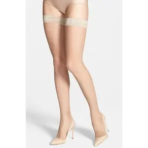 Oroblu Bas Tricot Fishnet Stay-up Stockings - Sable/natural