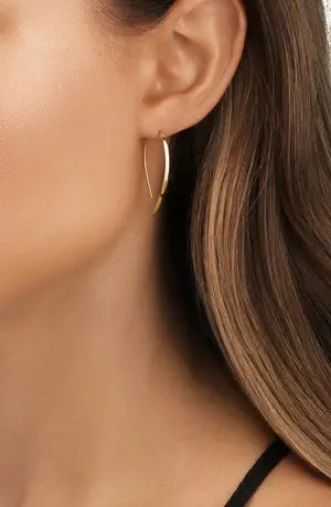 Lana Jewelry 14k Gold Mini Flat Hooked-on Hoop Earrings - Yellow Gold