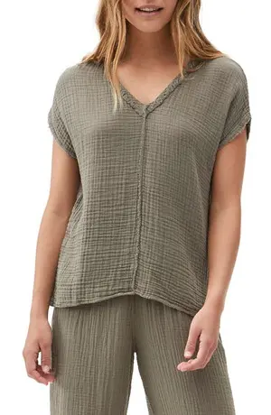 Michael Stars Draya V-Neck T-Shirt Olive