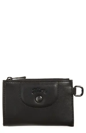 Longchamp Le Pliage Cuir Coin Purse With Key Ringblack
