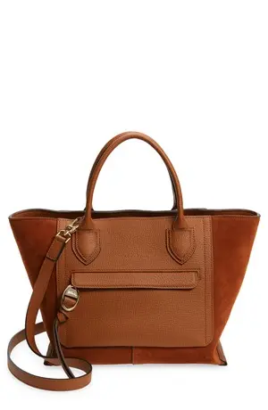Longchamp Medium Mailbox Suede & Leather Top Handle Bagbrown