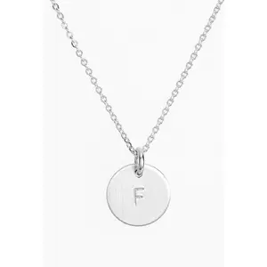 NASHELLE NASHELLE Initial Mini Disc Necklace Sterling Silver F