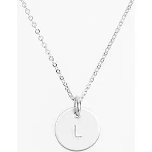 NASHELLE Nashelle Sterling Silver Initial Mini Disc Necklace Sterling Silver L