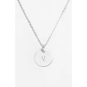 NASHELLE NASHELLE Initial Mini Disc Necklace Sterling Silver V