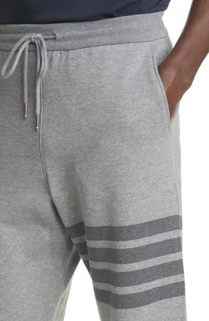 Thom Browne Tonal 4-bar Cotton Joggers - Med Grey