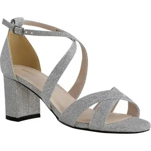 TOUCH UPS Audrey Block Heel Sandals - Silver