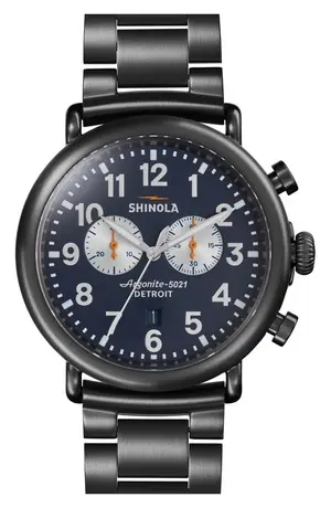Shinola The Runwell Chrono Bracelet Watch Navyblue