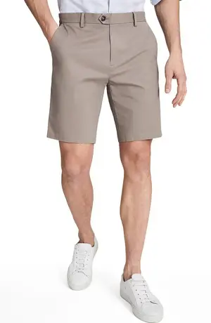 REISS Wicket Cotton Blend Chino Shorts Mushroom