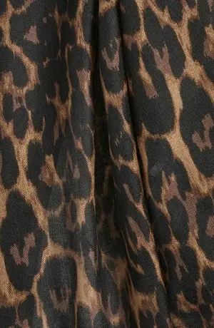 Nordstrom Eyelash Trim Print Cashmere & Silk Wrap - Black Brushed Leopard