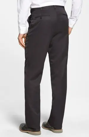Berle Self Sizer Waist Flat Front Classic Fit Microfiber Trousers - Black