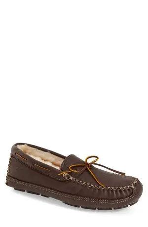 Minnetonka Genuine Shearling Leather Slipper - Chocolate