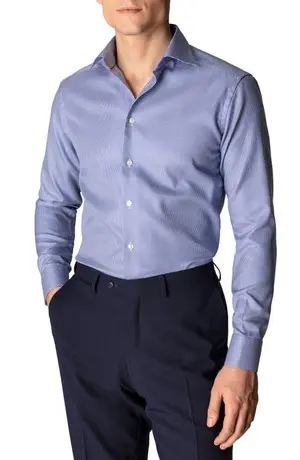 Eton Slim Fit Houndstooth Cotton Dress Shirt
