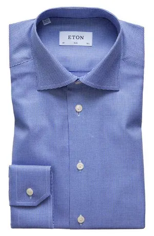 Eton Slim Fit Houndstooth Cotton Dress Shirt