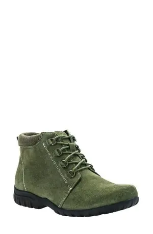 PROPET Delaney Water Resistant Bootie Olive Suede