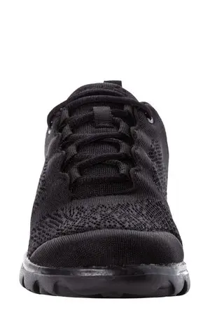PROPET Travelactiv Knit Lace-up Sneakers - All Black Fabric