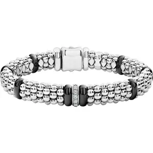 Lagos Caviar Diamond One-link Bracelet - Black