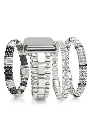 Lagos Black Caviar Diamond Link Bracelet