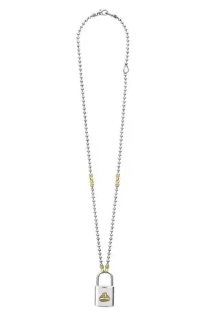 Lagos Beloved Large Lock Two-tone Pendant Necklace