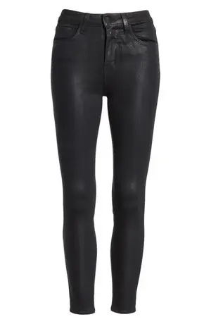 L'Agence Coated High Waist Skinny Jeans - Black Coated