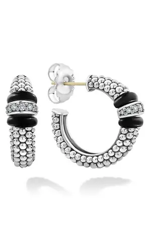 Lagos Caviar Diamond Hoop Earrings