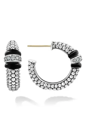 Lagos Caviar Diamond Hoop Earrings