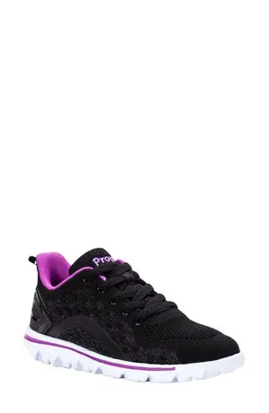 PROPET Travelactiv Axial Lace-up Sneaker - Black/purple Fabric
