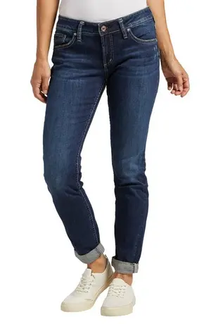 SILVER JEANS CO. Boyfriend Ankle Straight Leg Jeans - Indigo