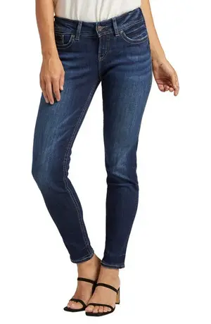 SILVER JEANS CO. Suki Distressed Skinny Fit Jeans - Indigo