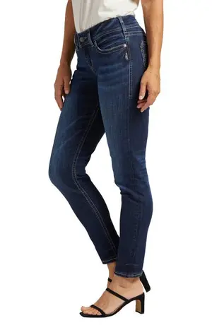 SILVER JEANS CO. Suki Distressed Skinny Fit Jeans - Indigo