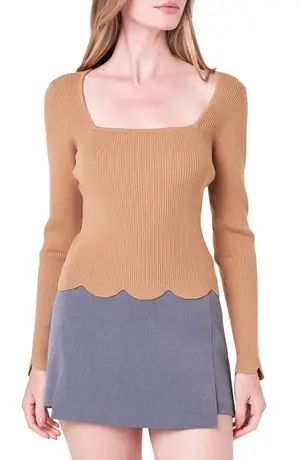 English Factory Square Neck Sweaters For Women