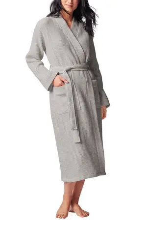 COYUCHI Gender Inclusive Waffle Weave Organic Cotton Robe Fog