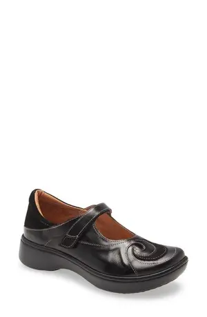 Naot Sea Mary Jane Flat - Black Madras/black Suede