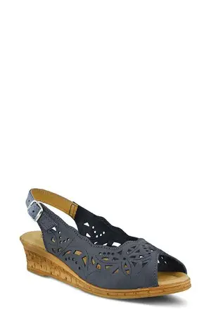 SPRING STEP SHOES Orella Slingback Sandal - Blue Nubuck Leather