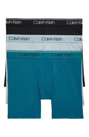 Calvin Klein 3-pack Low Rise Microfiber Stretch Boxer Briefs Black/arona/teal