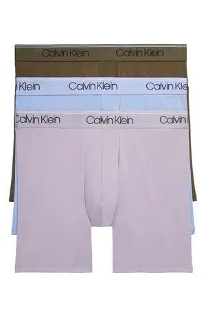 Calvin Klein 3-pack Low Rise Microfiber Stretch Boxer Briefs Blue/ Olive/ Lilac