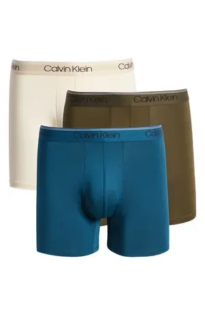 Calvin Klein 3-pack Low Rise Microfiber Stretch Boxer Briefs Olive/ Tapio
