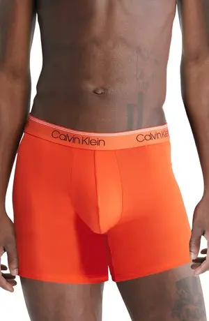 Calvin Klein 3-pack Low Rise Microfiber Stretch Boxer Briefs Orange/ Asphalt/ Grey