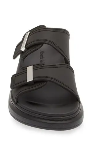 Alexander McQueen Oversize Slide Sandal - Black/ Silver