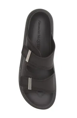 Alexander McQueen Oversize Slide Sandal - Black/ Silver