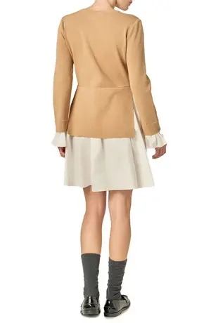 English Factory Combo Knit And Poplin Dress