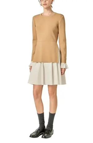 English Factory Combo Knit And Poplin Dress