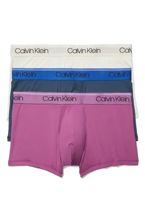 Calvin Klein 3-pack Low Rise Microfiber Stretch Trunks Amethyst/ Blue/ White