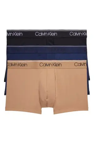 Calvin Klein 3-pack Low Rise Microfiber Stretch Trunks Beige/black/blue