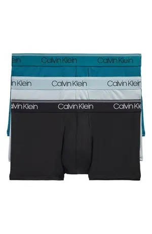Calvin Klein 3-pack Low Rise Microfiber Stretch Trunks Black/arona/teal
