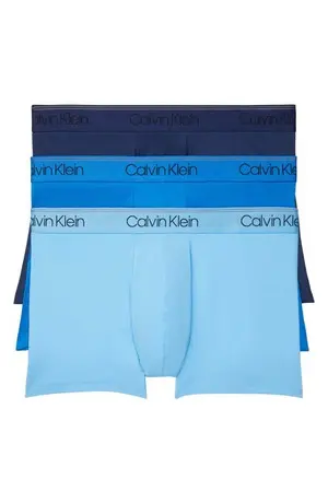 Calvin Klein 3-pack Low Rise Microfiber Stretch Trunks Blue Combo