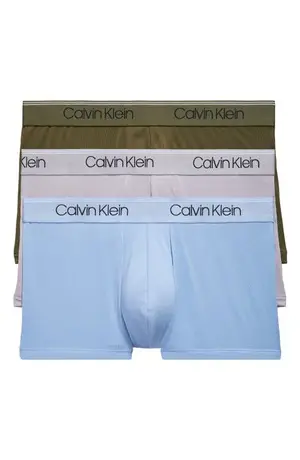 Calvin Klein 3-pack Low Rise Microfiber Stretch Trunks Dark Olive Multi