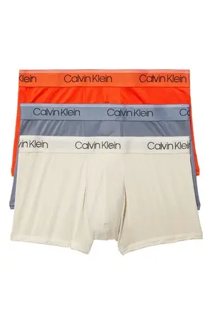 Calvin Klein 3-pack Low Rise Microfiber Stretch Trunks Orange/ Ivory/ Grey